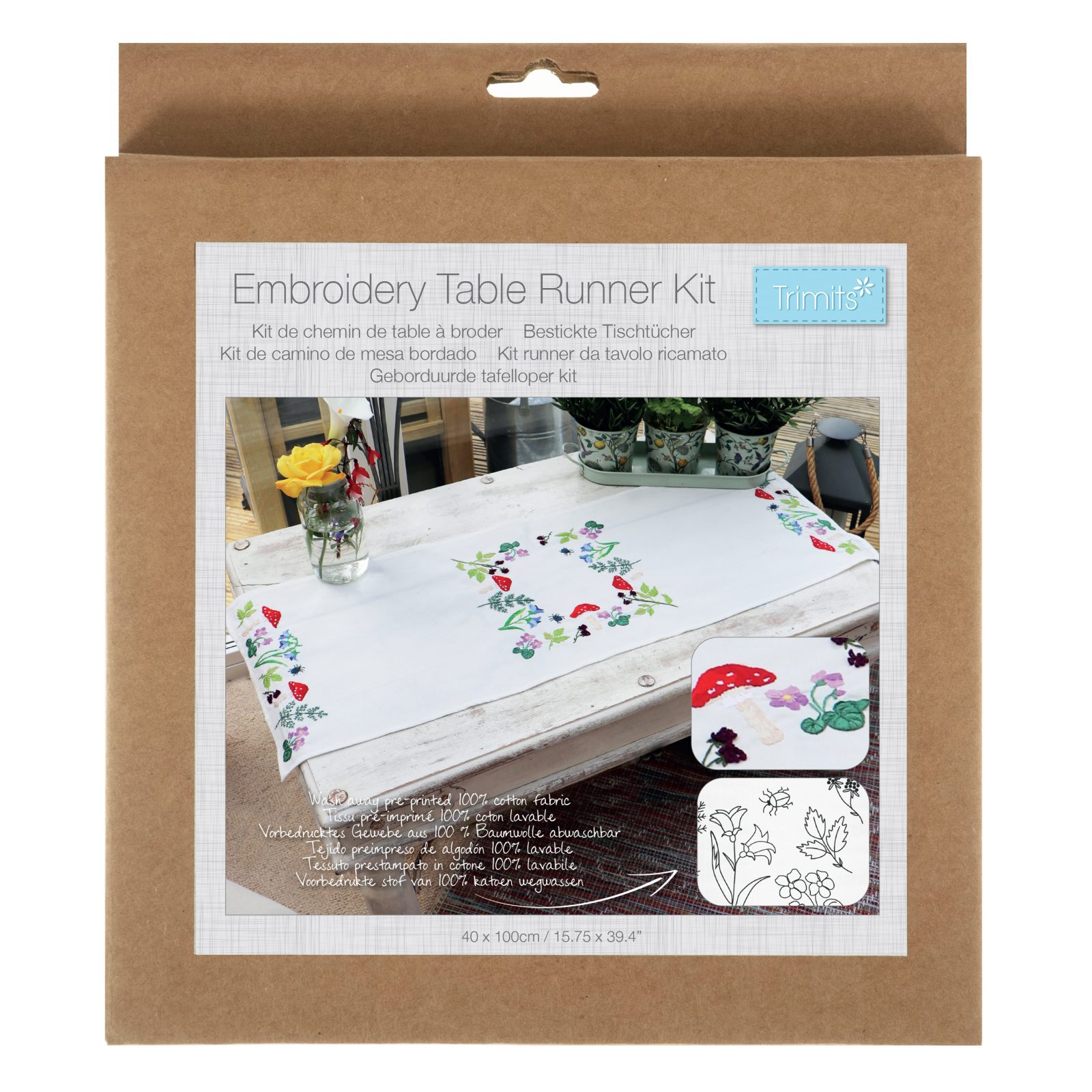 Toadstool Embroidery Table Runner - Amble Pin Cushion